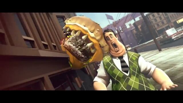 人類に牙を剥いたハンバーガーを描いたスプラッターCGアニメーション Hambuster