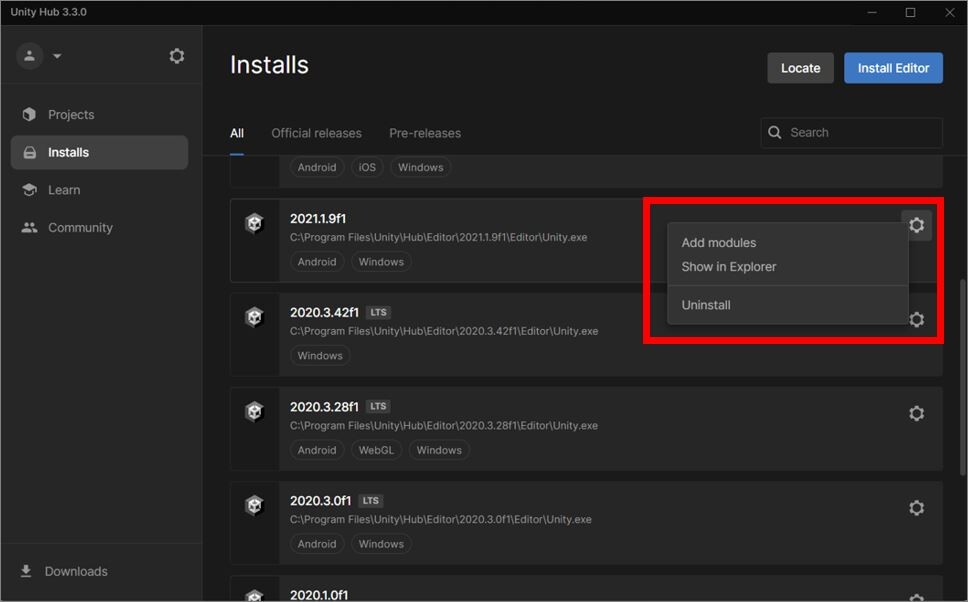 【Unity】Unityのインストールを失敗して、Moduleの追加ができない時の解決法 : Lab 7 in Singapore