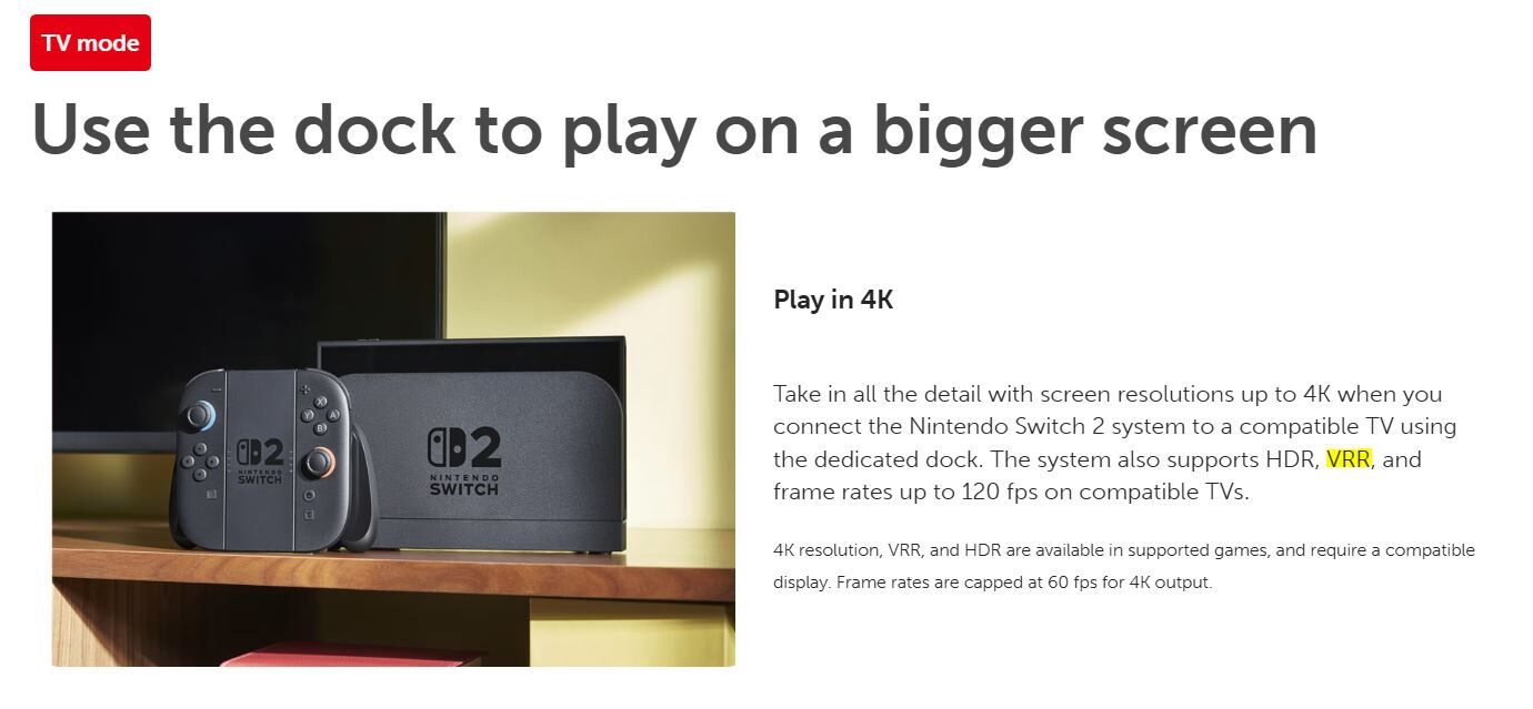 ゲーム感想・評価まとめ＠2ch : 任天堂、「Switch2ドック接続時のVRRサポート」の記述をHPから削除