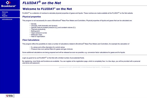 流体情報データベース・計算ツール FLUIDAT on the Net : ブロンコスト/マスフローのBlog