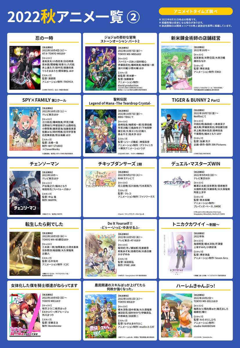 【画像】2022年秋アニメ、宝の山だったwww - Juuuke