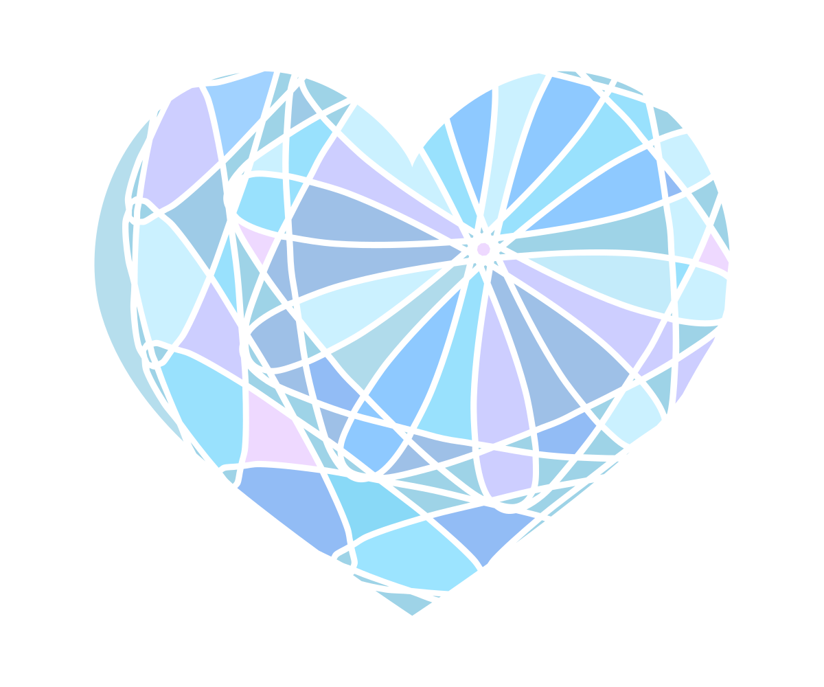 模様で色分けされたカラフルなハート : ハートの素材屋