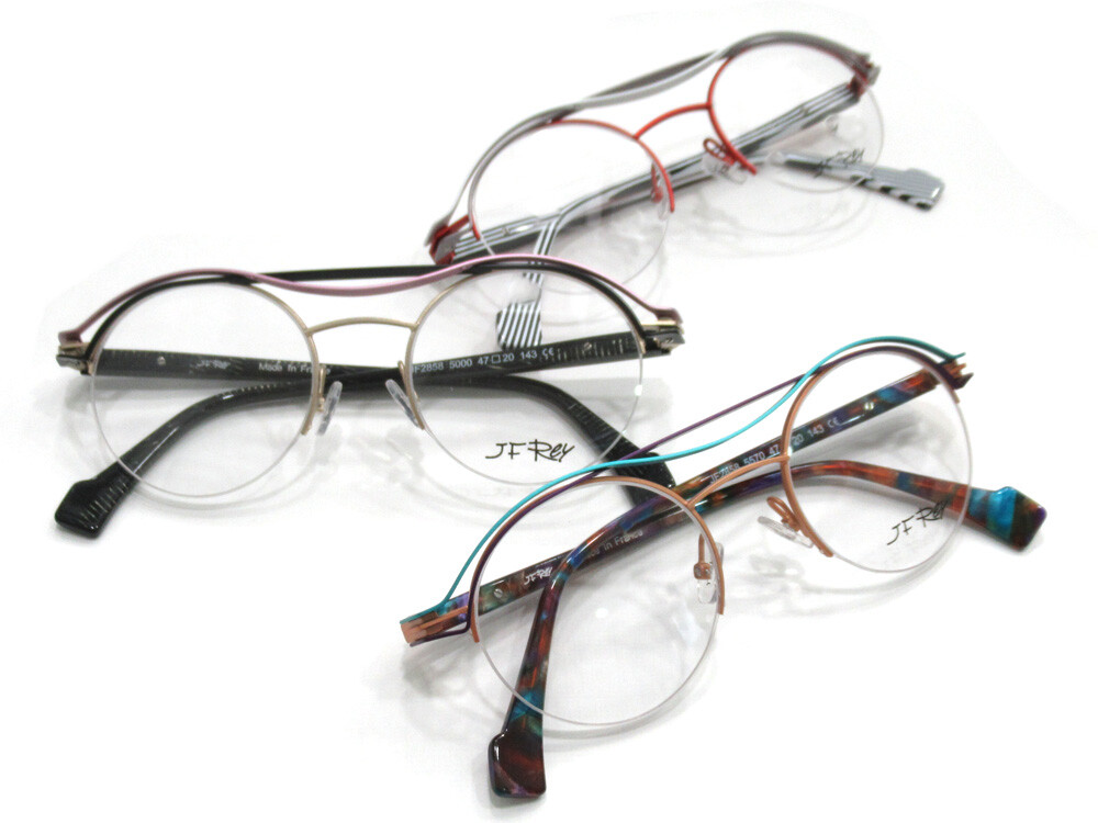 メイドが接客するメガネ屋 キャンディフルーツ オプティカル : 【J.F.Rey/JF2858】3色のメタルの層が美しい！丸型のハーフリムメガネ