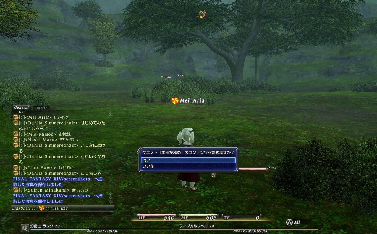 メルメルダイアリー : FF14 幻術士R20クラスクエスト！ 「木霊が務め」なのだ！