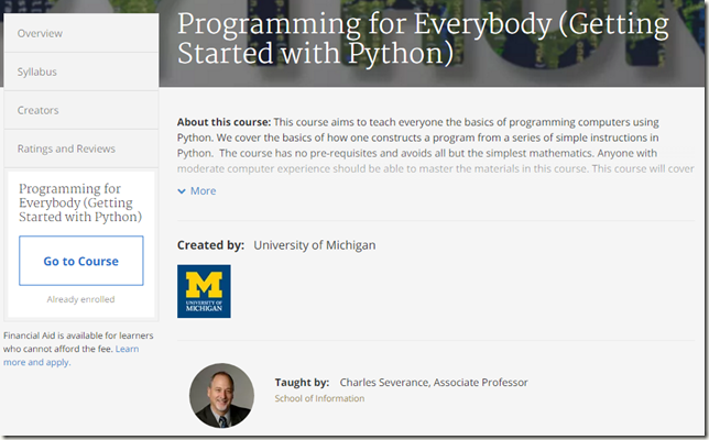 University of Michigan: Programming for Everybody (Getting Started with ...