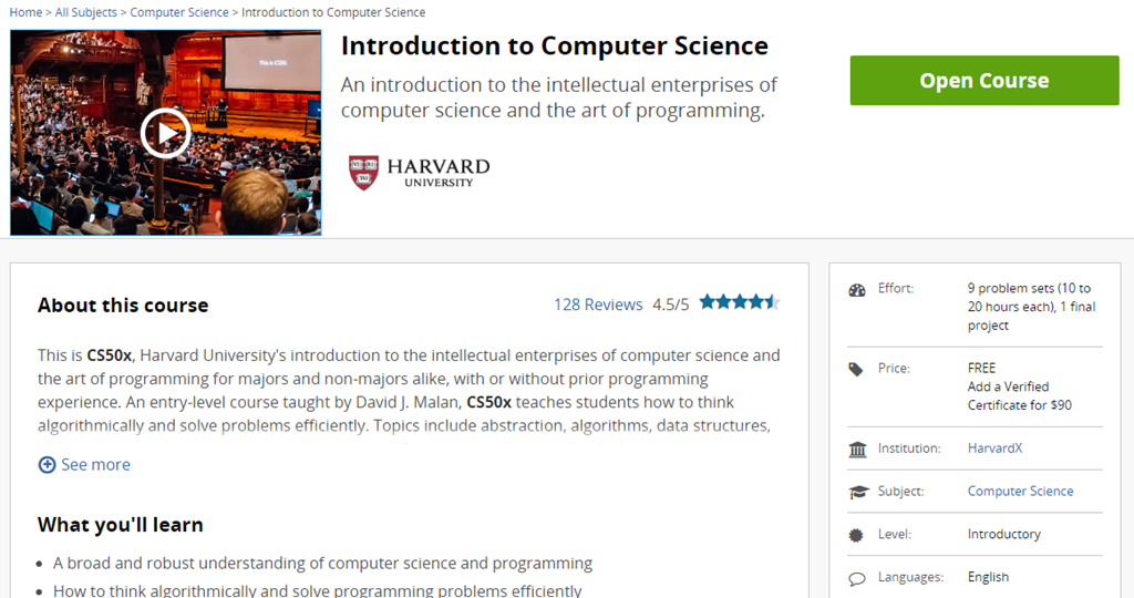 HarvardX: CS50 Introduction to Computer Science -Overview- : AI STUDY ...