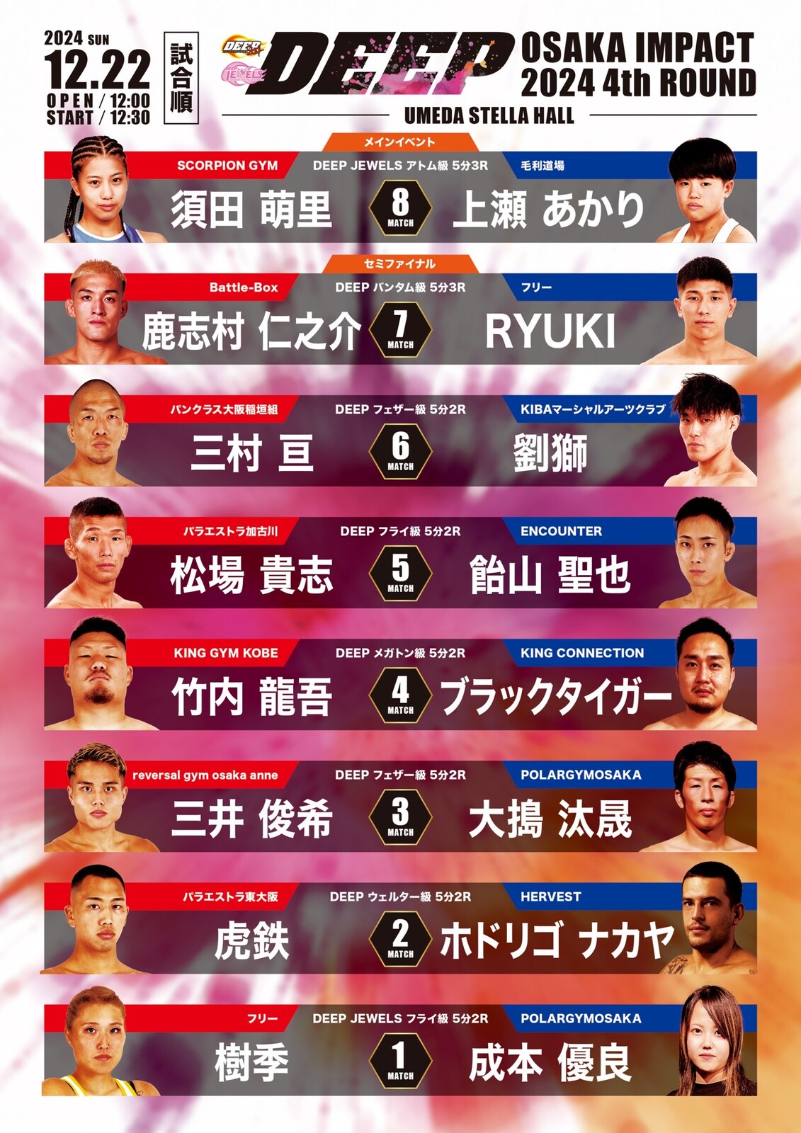 MOURIDOJO OFFICIAL BLOG : 【試合情報】DEEP OSAKA IMPACT 2024 4th ROUND※トレーラー更新