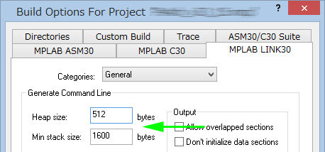 heap size, stack size : MPLAB X IDE, XC16,XC8 コンパイラの使い方
