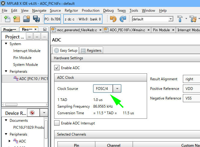 MCC (MPLAB Code Configurator) 使い方2 ADC設定1 : MPLAB X IDE, XC16,XC8 コンパイラの使い方