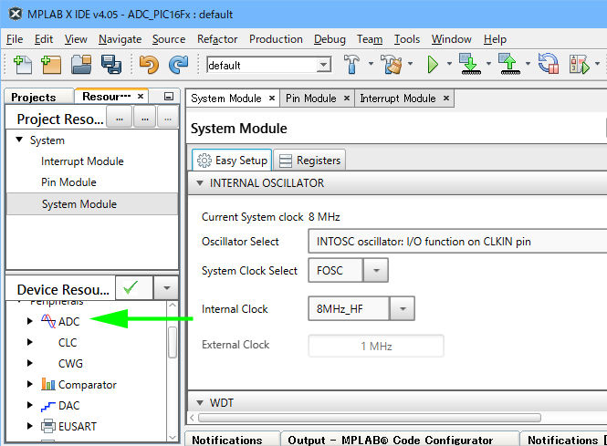 MCC (MPLAB Code Configurator) 使い方2 ADC設定1 : MPLAB X IDE, XC16,XC8 コンパイラの使い方