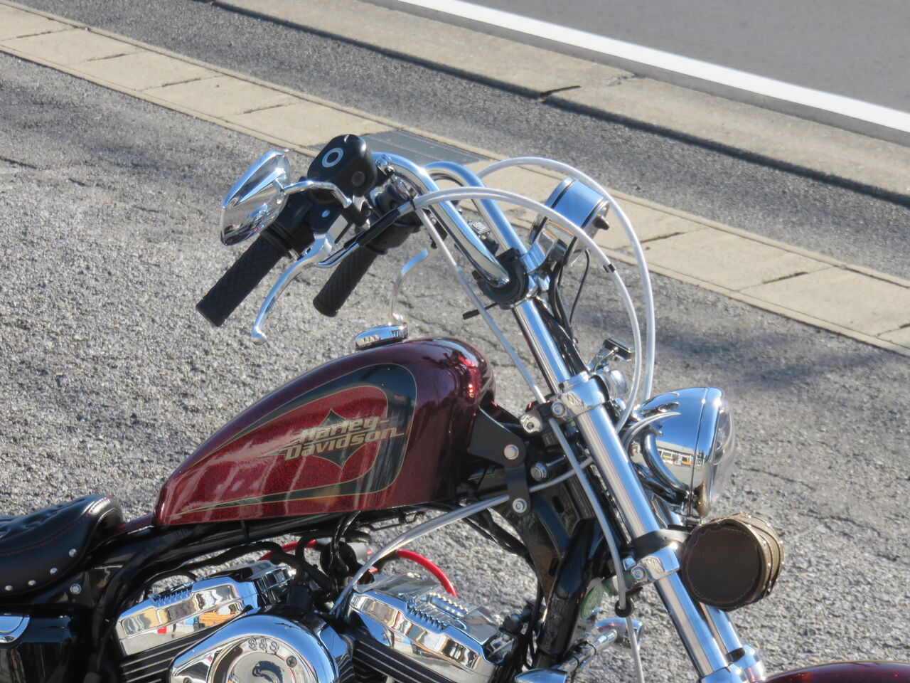 2012年式XL1200V チョッパーバーを中通し+ステンメッシュ化 2012年式XL1200V チョッパーバーを中通し+ステンメッシュ化