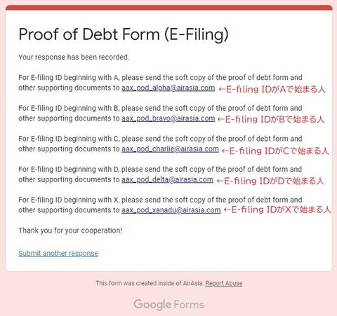 AirAsia X Creditors Proof of Debt Form (POD Form)の記入例。 : Blog of FireFOX