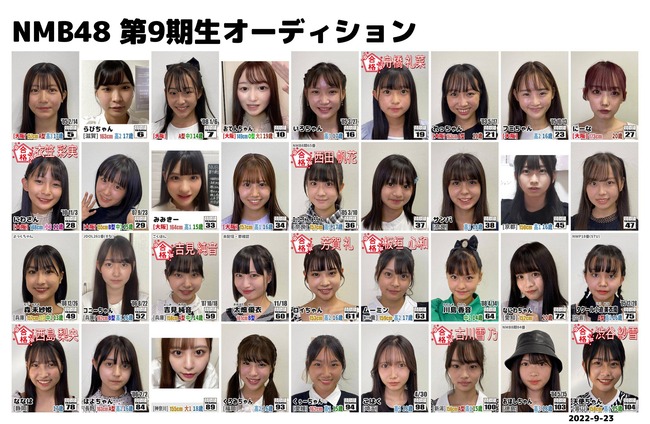 【NMB48】9期生オーディションSR審査で配信して合格したメンバー達 : NMB48まとめスピリッツ