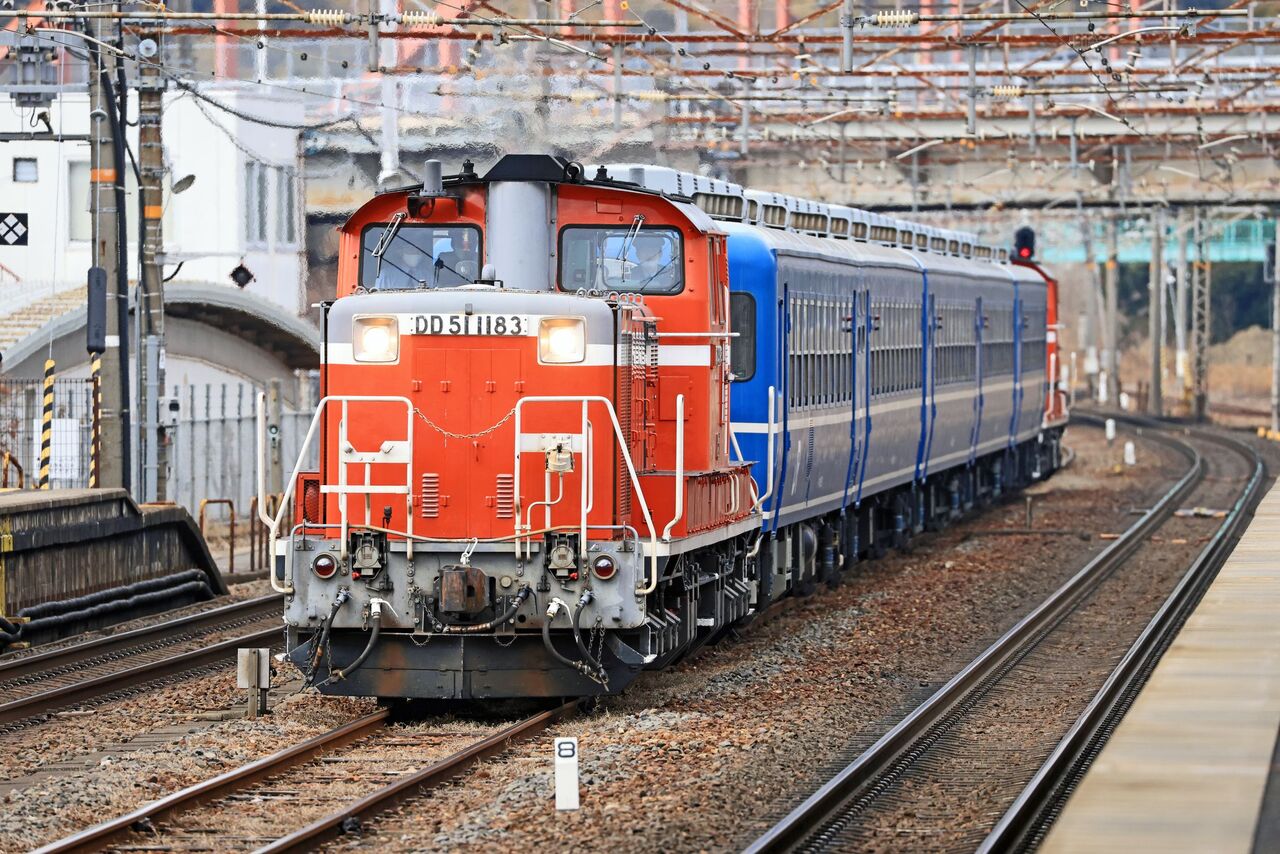 JR西日本 DD51-1183号機＋12系客車5両＋DD51-1193号機PP「米原訓練」 : 鐵道写真公開所 参号機