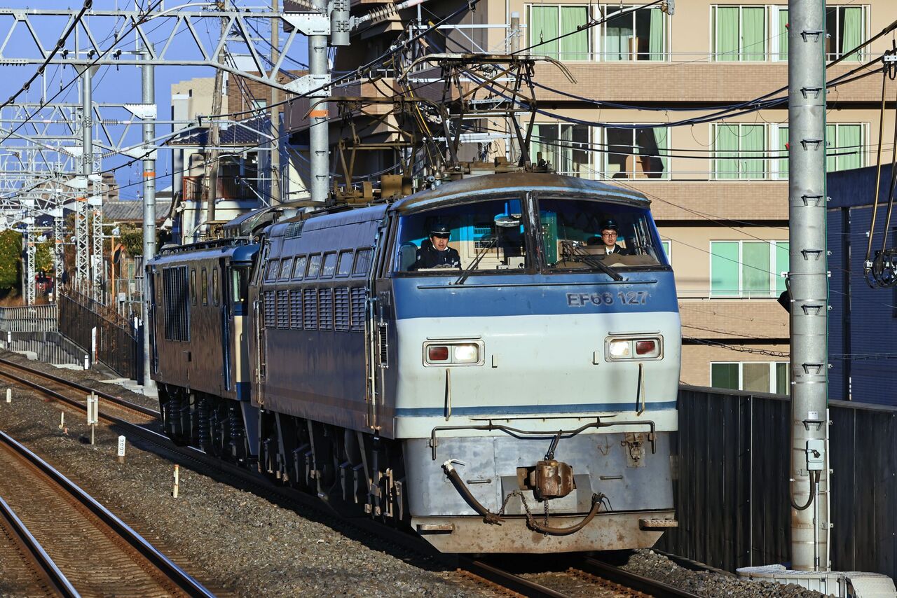 JR貨物 EF66-127号機＋EF64-1034号機国鉄色 無動力回送 : 鐵道写真公開所 参号機