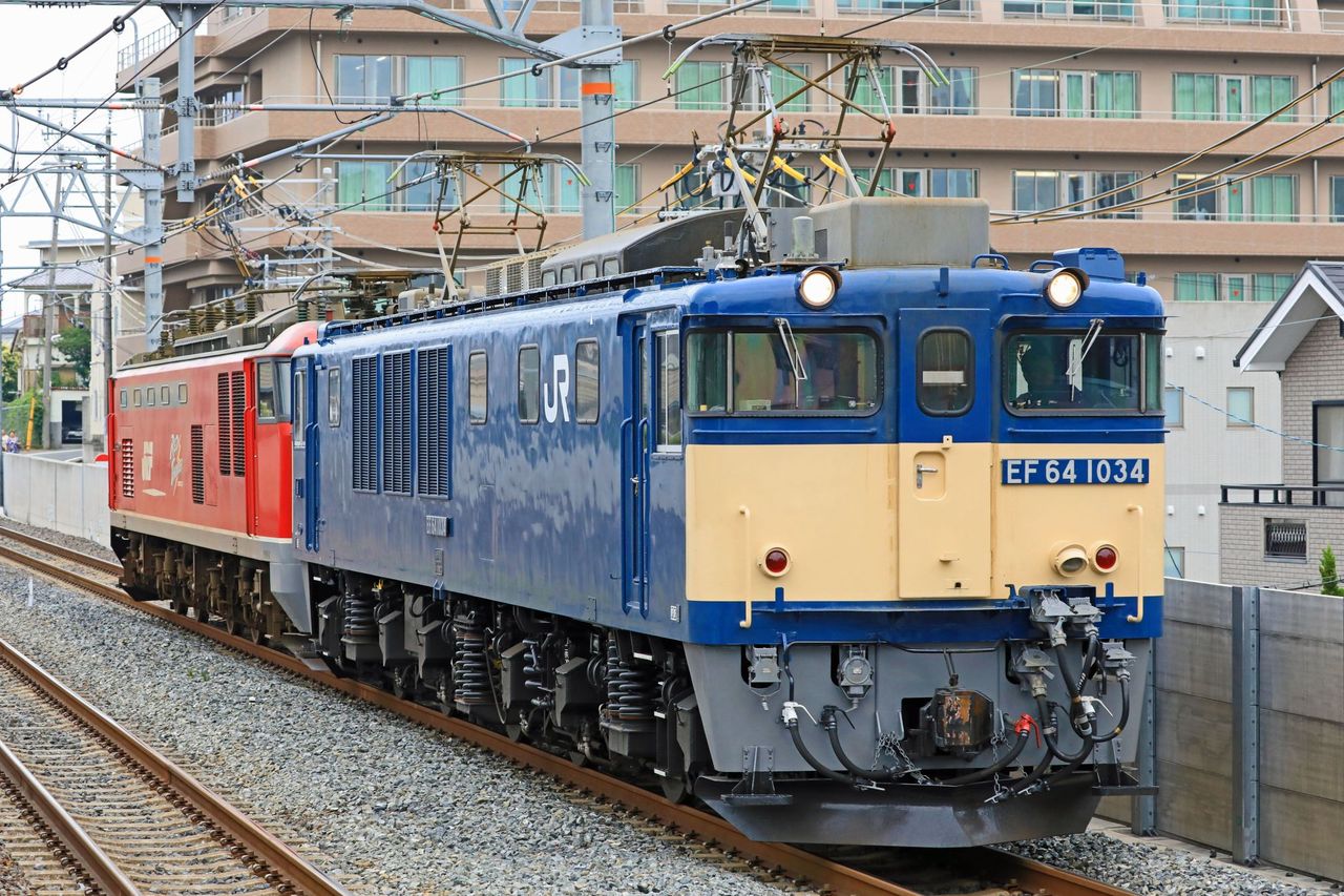 JR貨物 EF64-1034号機 国鉄色＋EF510-22号機 無動 配給輸送 : 鐵道写真公開所 参号機