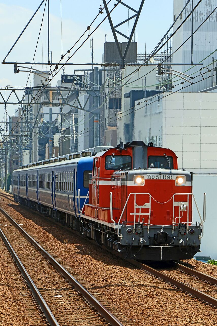 JR西日本 DD51-1191号機牽引 12系客車5両「網干訓練」＠さくら夙川駅 : 鐵道写真公開所 参号機