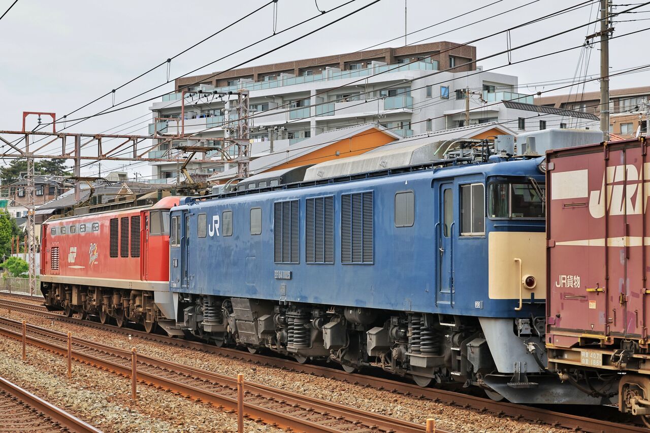 JR貨物 EF510-8号機＋ムドEF64-1025号機 2077レ＠大蔵谷 : 鐵道写真公開所 参号機