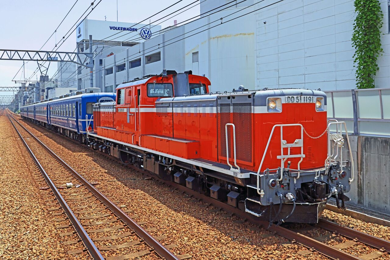 JR西日本 DD51-1191号機牽引 12系客車5両「網干訓練」＠さくら夙川駅 : 鐵道写真公開所 参号機