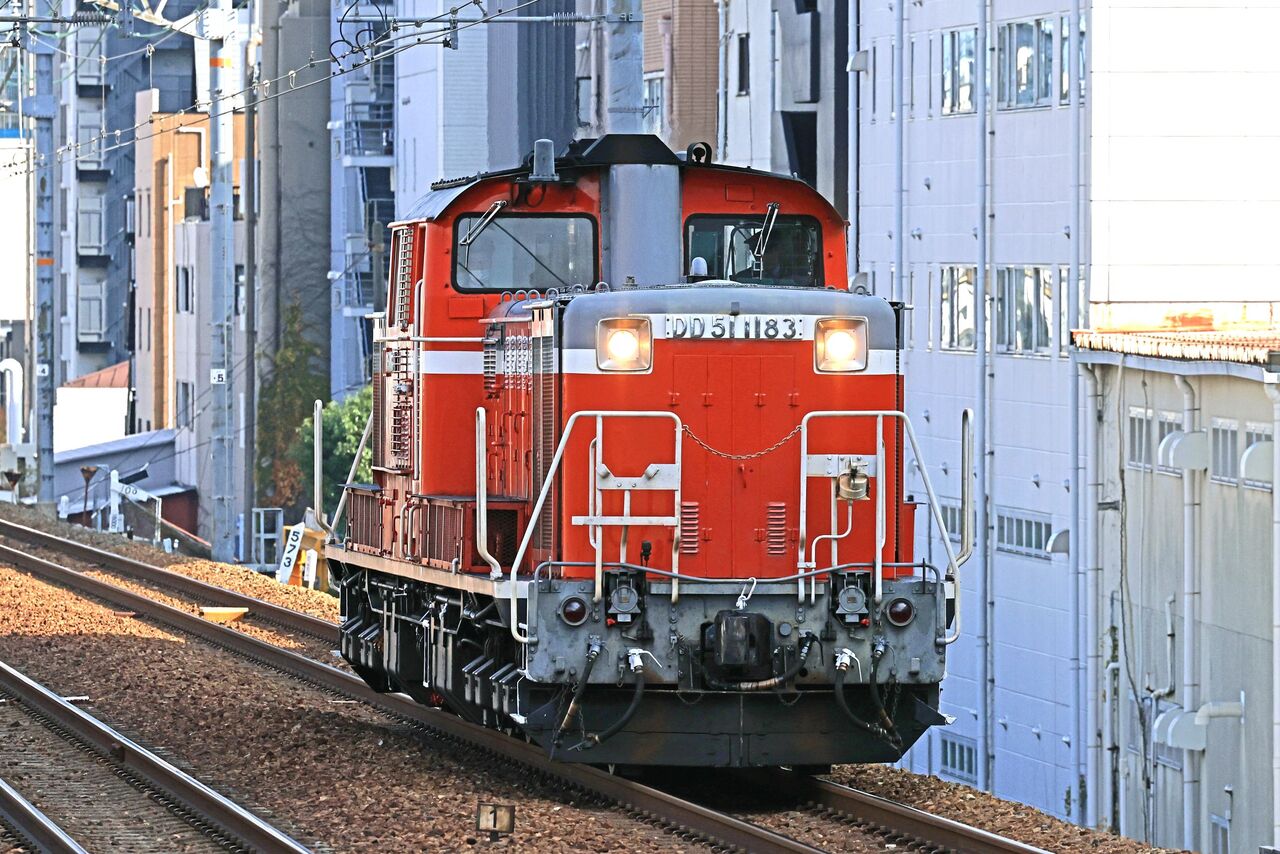 JR西日本 DD51-1183号機 単機「網干訓練」＠さくら夙川駅 : 鐵道写真公開所 参号機