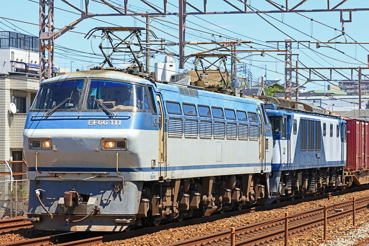 JR貨物 EF66-111号機＋無動JR貨物 EF64-1020号機 高崎更新色＠2077レ : 鐵道写真公開所 参号機