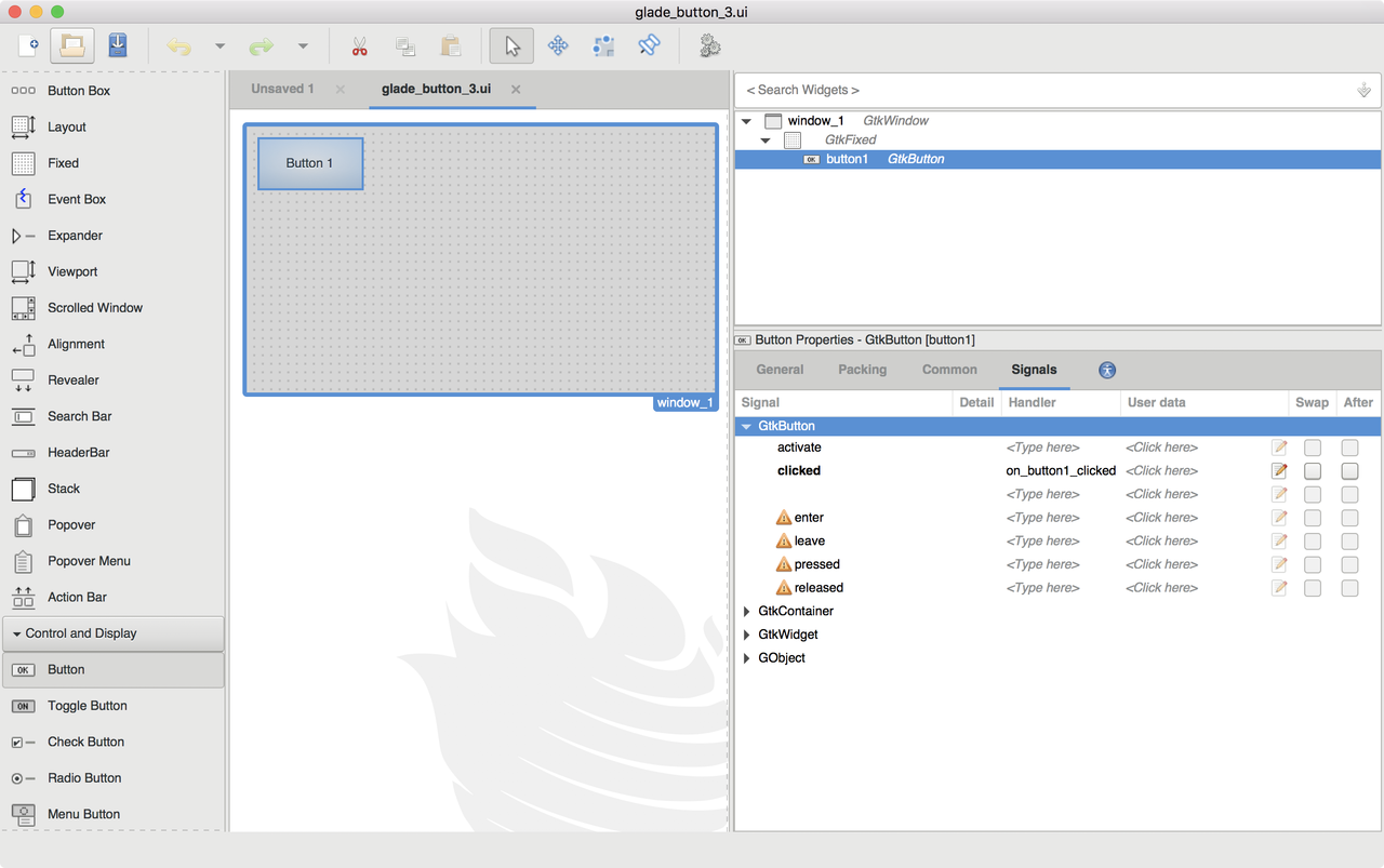 noanoa 日々の日記 : Ruby/GTK3を今時のGlade, XML, Builder, CSSで書く3- ボタン