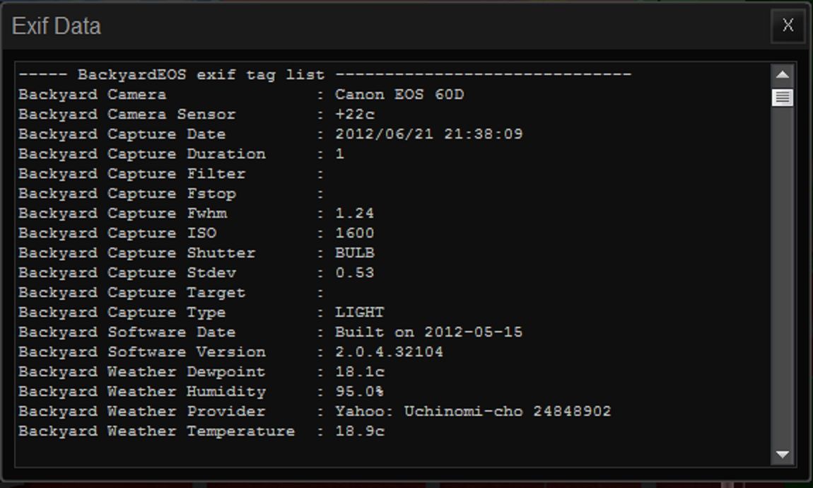 BackyardEOSの Exif Date : 小豆島の星空