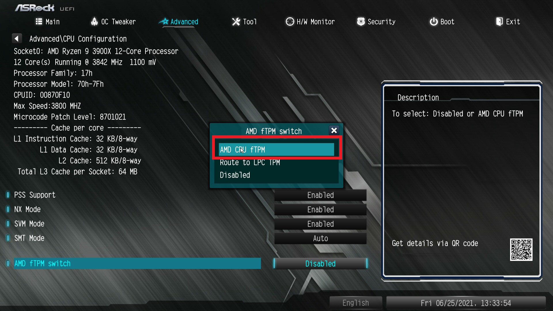 Ryzen搭載PCでWindows11が実行出来ない場合に行うUEFI/BIOSの設定方法（TPMモジュール不要） : ひまチュンの機械ブログ