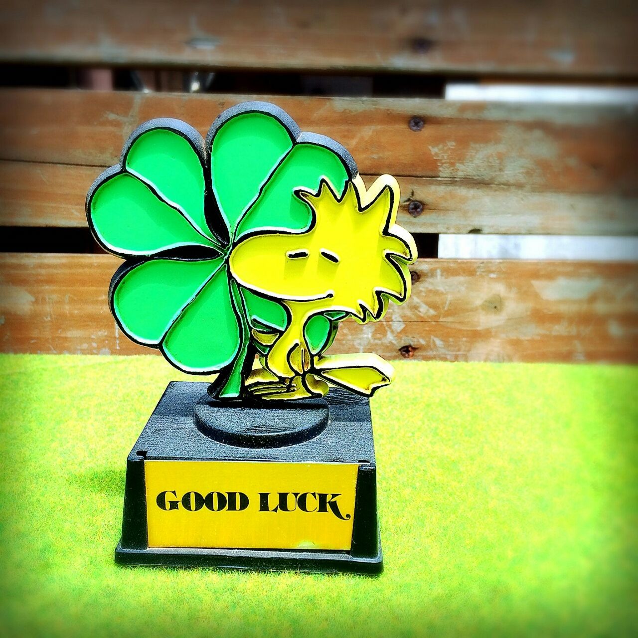 The Old Snoopy Collection:「Good Luck 」1970s Aviva message trophy