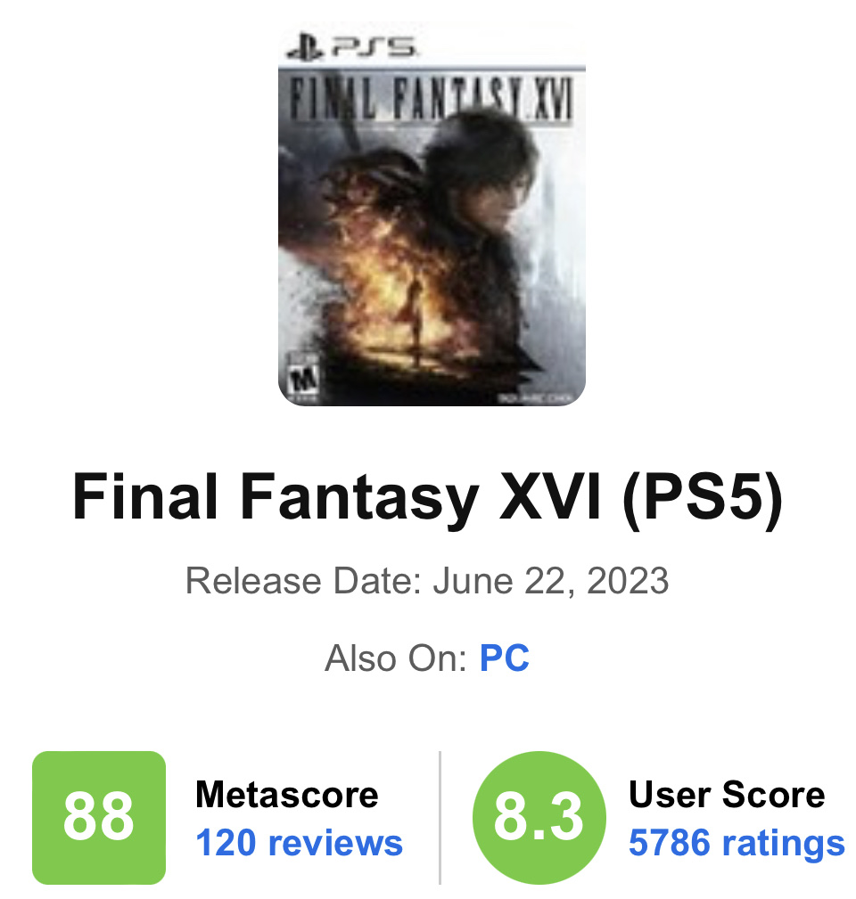 【悲報】「FF16」と「ゼルダティアキン」の頂上対決、見るも無惨な結果になってしまうwwwww : わんこーる速報！