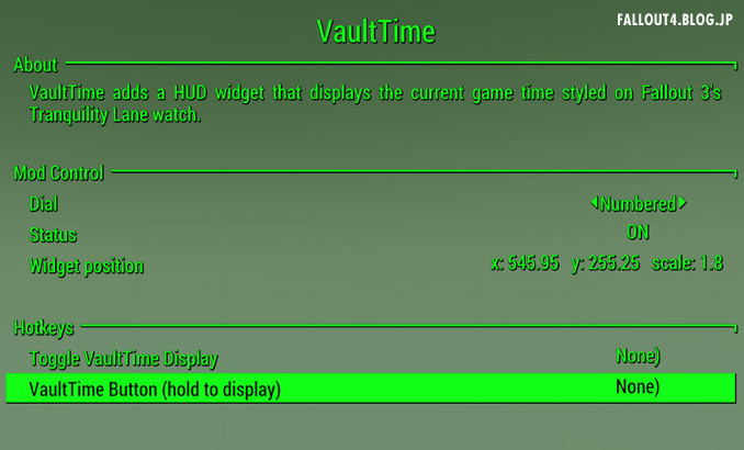 Fallout4⚡情報局：Vault Time - HUD Clock