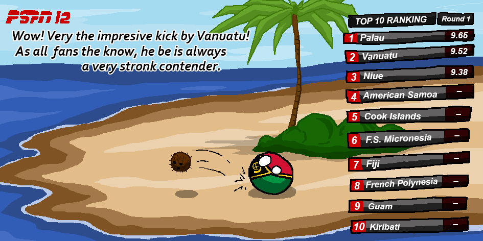 ＜Coconut kicking.＞ ポーランドボール : 万国旗