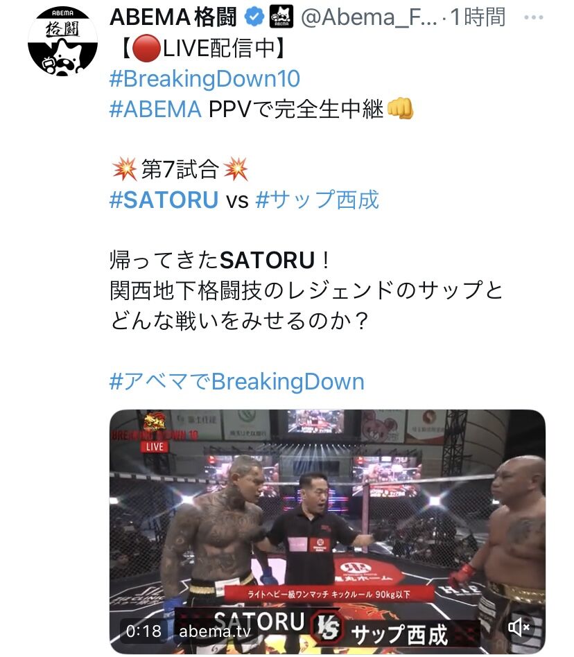 【BreakingDown】SATORU、’’ドタキャン復帰’’でサップ西成に逆転激勝！ : 格闘マニア速報