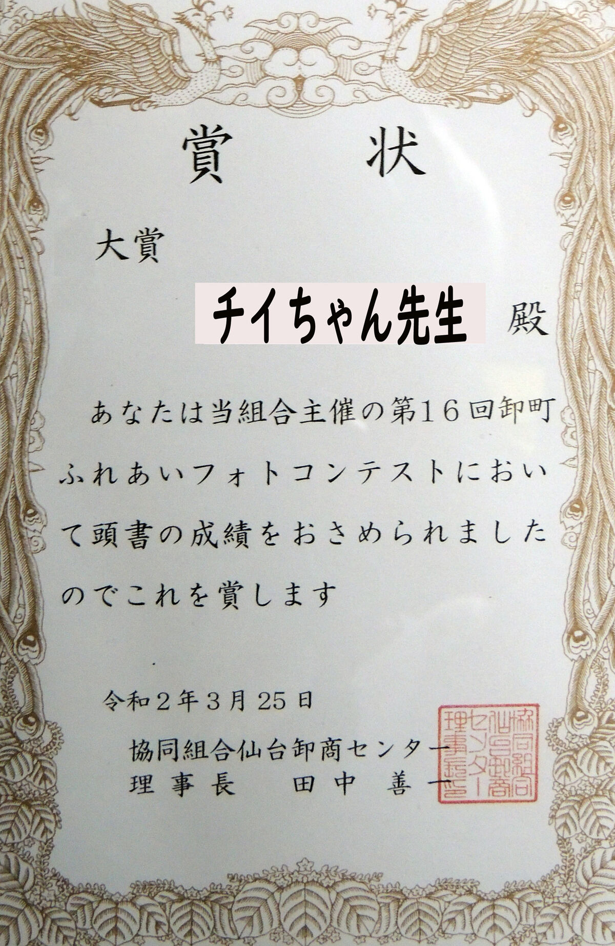 チイちゃん先生フォトコンテストに入賞しました。 : pitarouファミリーのブログ