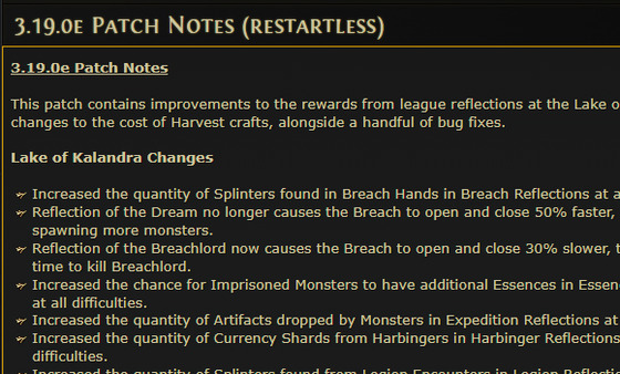 個人的PoEめも : 3.19.0e Patch Notes