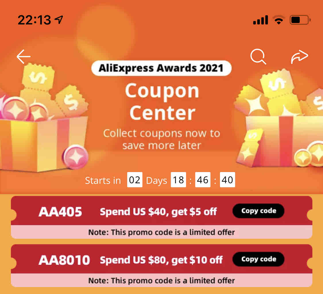 AliExpress coupon code! : Shopping on AliExpress!
