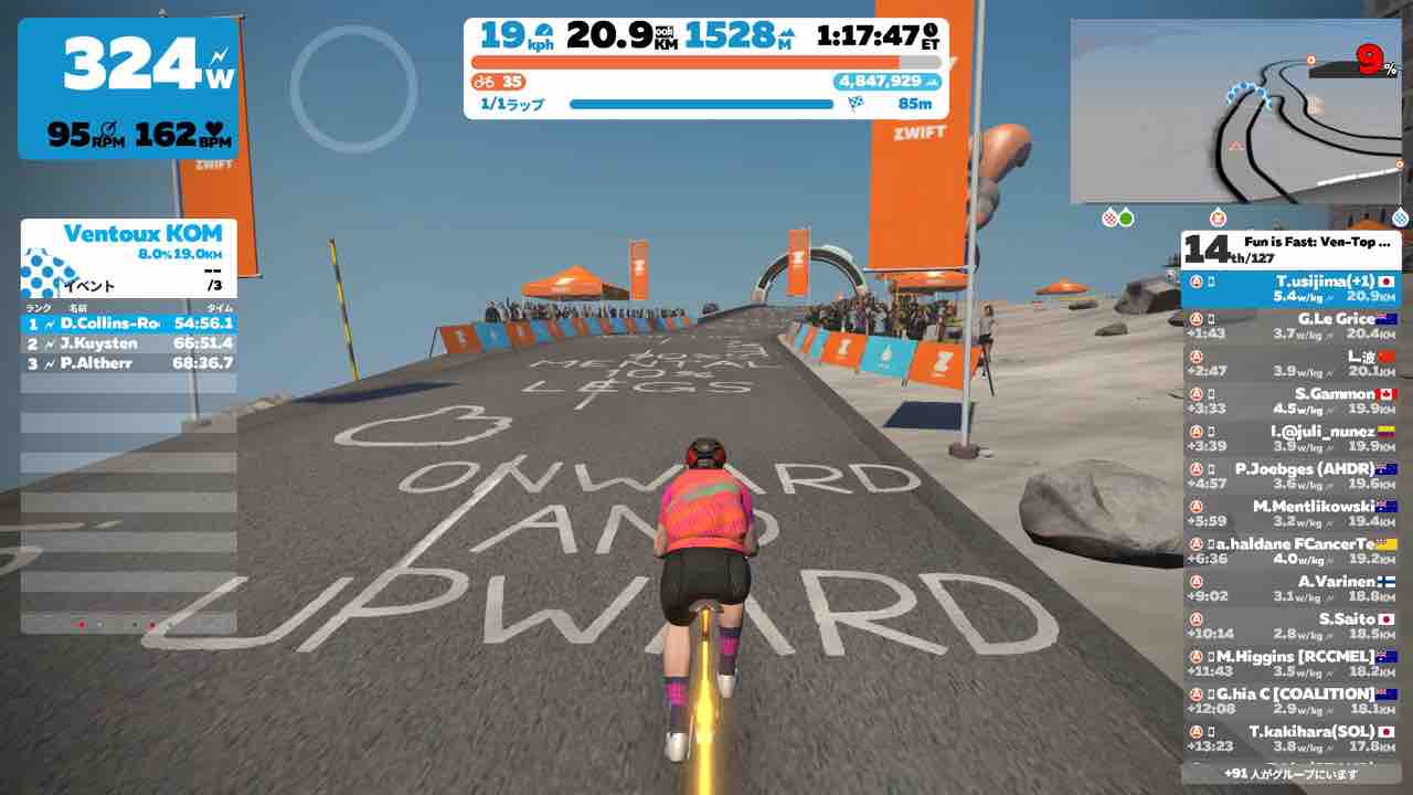 zwift (Fun is Fast: Ven-Top Challenge)モンヴァントゥ : STIファクトリー備忘録