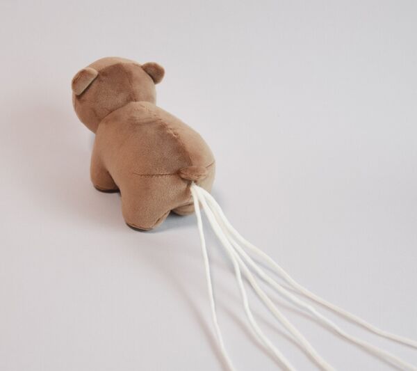 「お尻から長い寄生虫が出てるクマさんのぬいぐるみ」が話題に : くまニュース