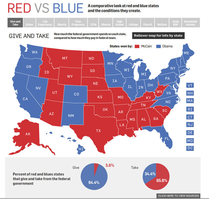 2016 Projective Blue Red State Map - Map