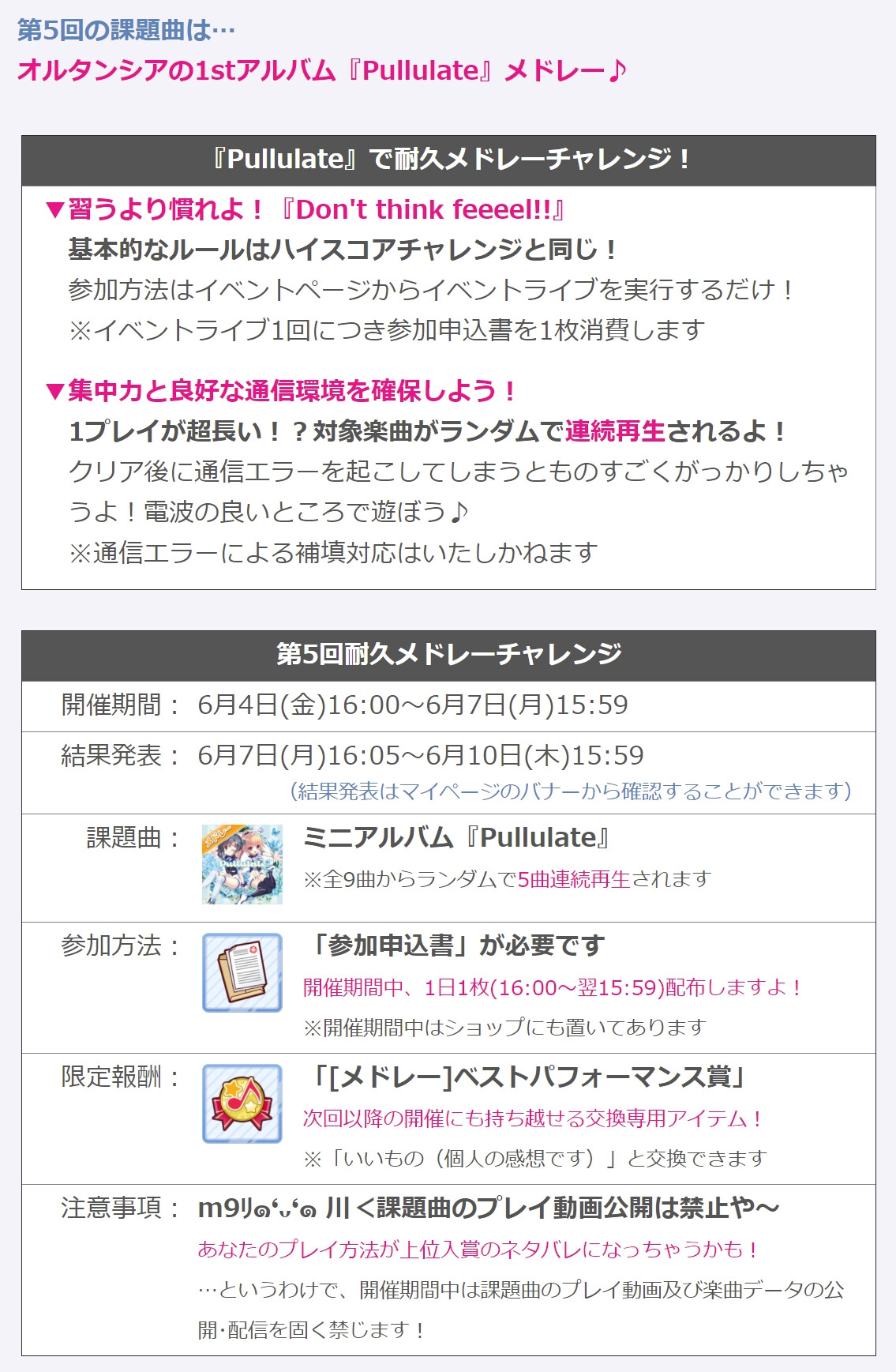 【リステップ】第5回耐久メドレーチャレンジ-Pullulate- 開催！ : リステまとめ鈍報