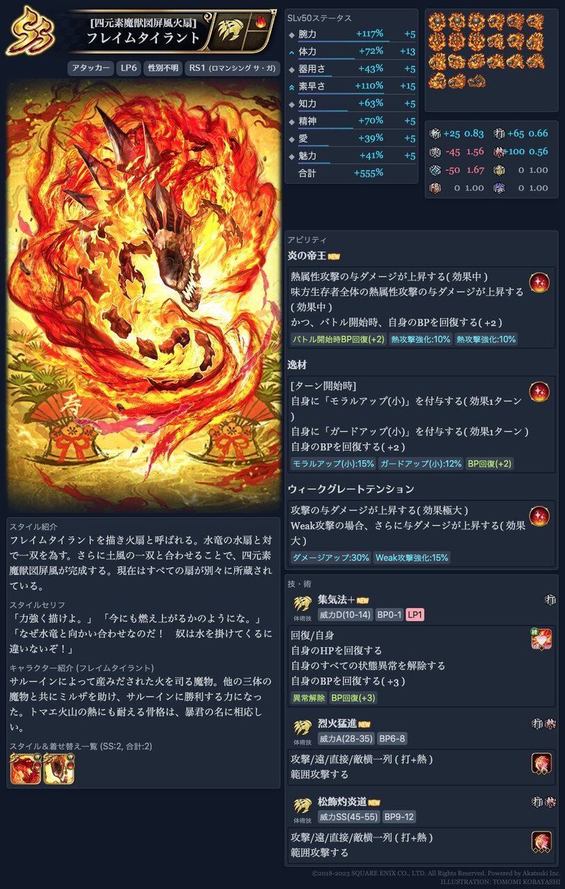 【ロマサガRS】SS水竜、SSアディリス、SSタイニィフェザー、SSフレイムタイラント、練達の性能が判明 ※解析情報 : 【ロマサガRS ...