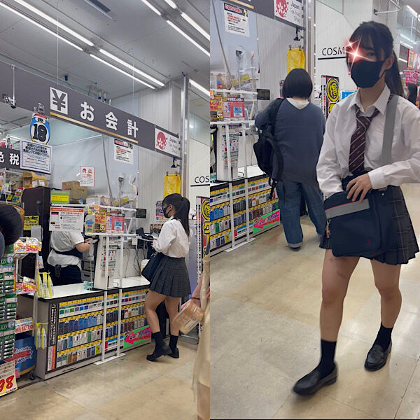 【4日間粘着】SSS級のJKちゃん！グレーチェック逆さ撮りしました⑥ : 素人・JK・美少女・逆さ撮りデータベース