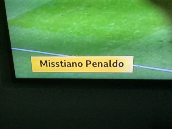 【画像】英国放送協会BBCさん、ロナウドのPK失敗を「Misstiano Penaldo」と馬鹿にし炎上