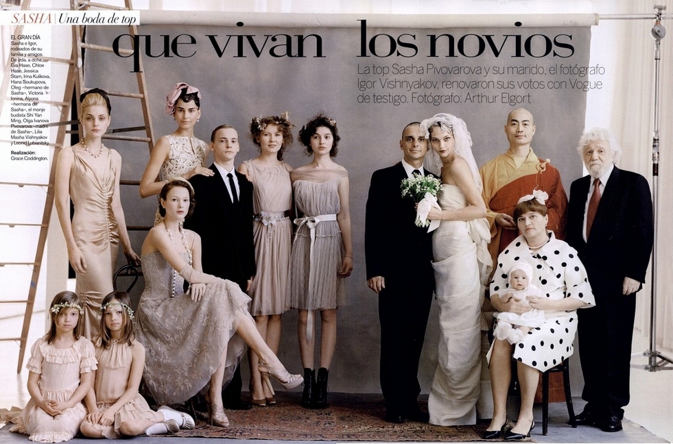 sasha pivovarova magazine : Long Live the Bride and Groom - Arthur Elgort