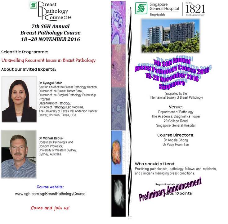 南に吹く風 : 7th SGH Breast Pathology Course のお知らせ