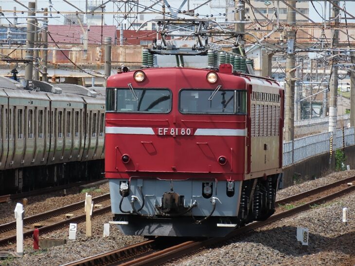 EF81-80（神立試単）、EF210形電気機関車（131・162・346）、若葉号、瑞光橋公園 - 令和7年5月 : 深徒徒