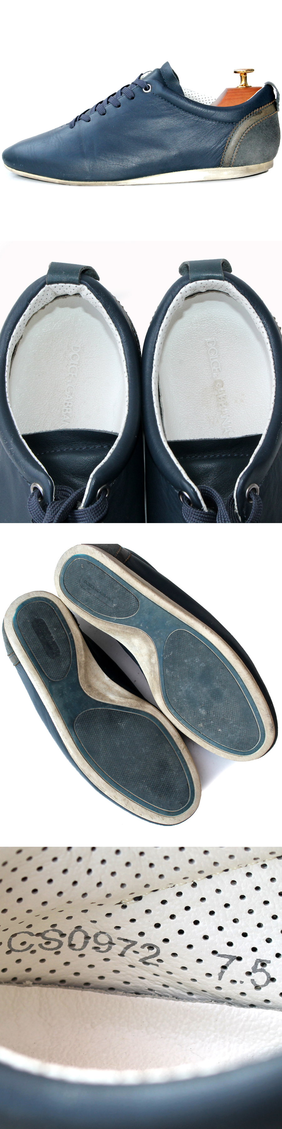 代購代標第一品牌－樂淘letao－ドルチェ&ガッバーナ DOLCE&GABBANA★ローカットスニーカー 7.5=26.5 レザースニーカー ネイビー メンズ CS0972 q-488