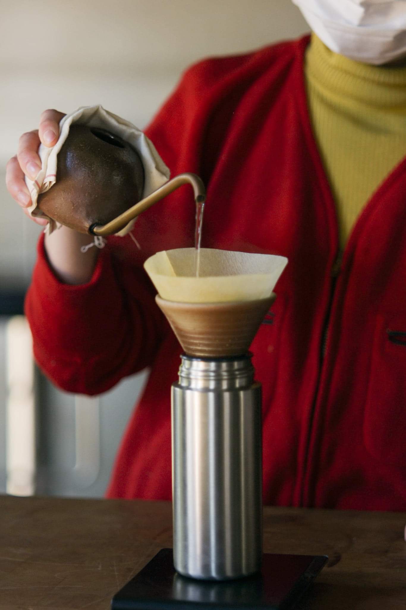 Ichiyougama's Coffee Cone is now new. This is a Bizen ware coffee ...