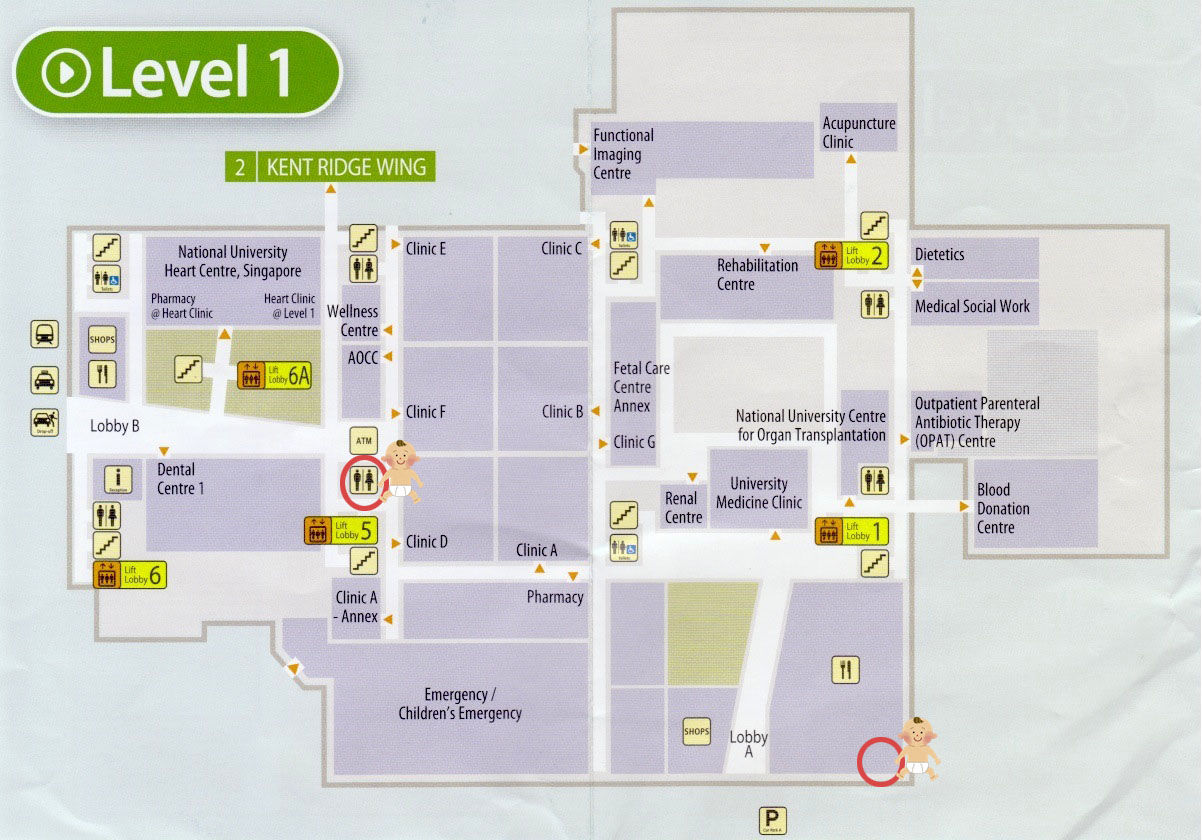 NUH Main Building 授乳室・オムツ交換台 : 子供とお出かけシンガポール