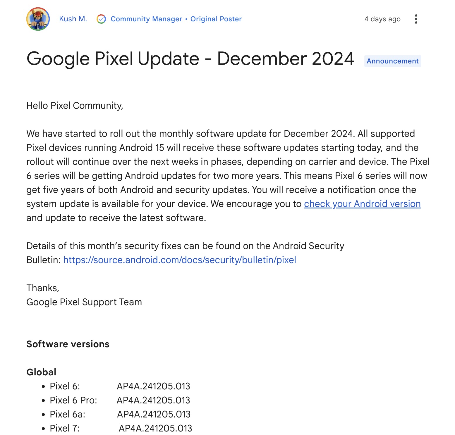 GoogleがAndroidセキュリティーパッチ2024年12月分を案内！Pixel 6以降に新機能「Feature Drop」を含む ...